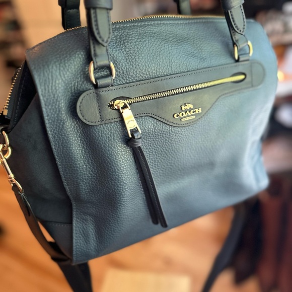 Coach | Bags | Coach Blue Leather Satchel | Poshmark